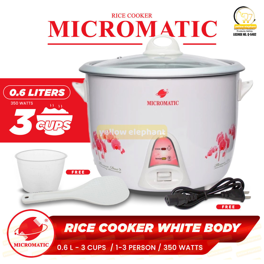 Micromatic 0.6L Rice Cooker - Yellow Elephant | Shopee Philippines