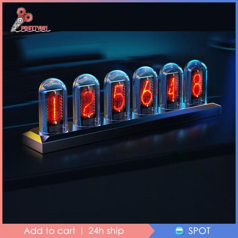 [Prettyia1] RGB Glow Tube Clock Desktop Digital Clock Housewarming Dorm ...