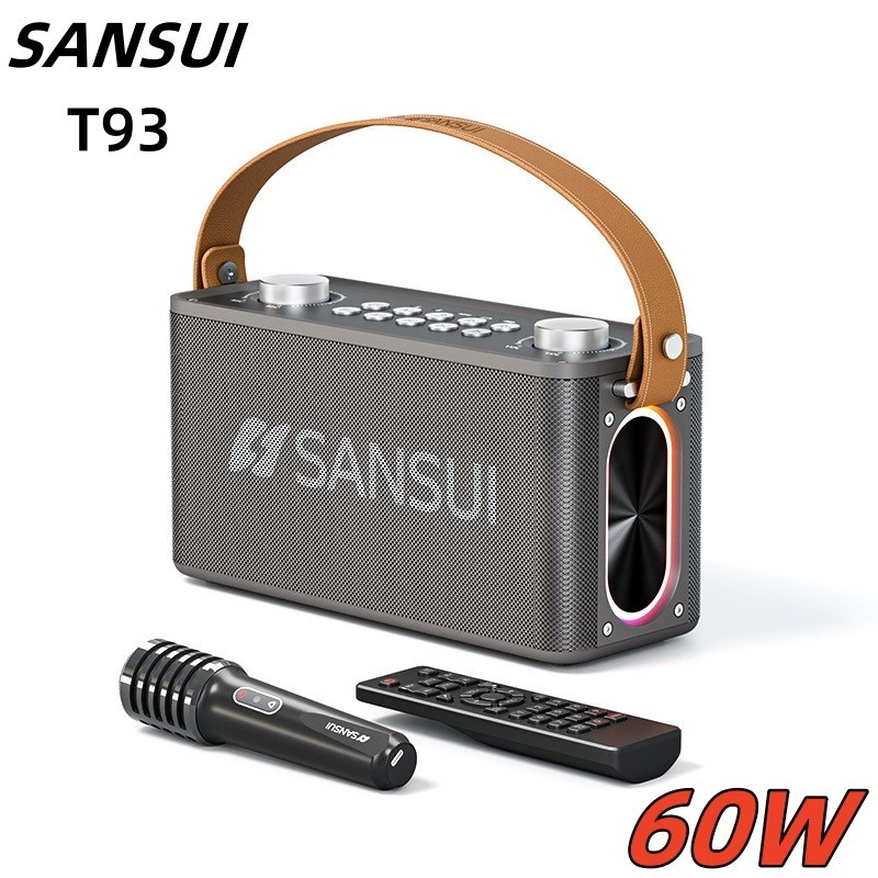 SANSUI T93 60W Powerful Stereo Party Speaker Outdoor Portable Karaoke Sound System Wireless ...