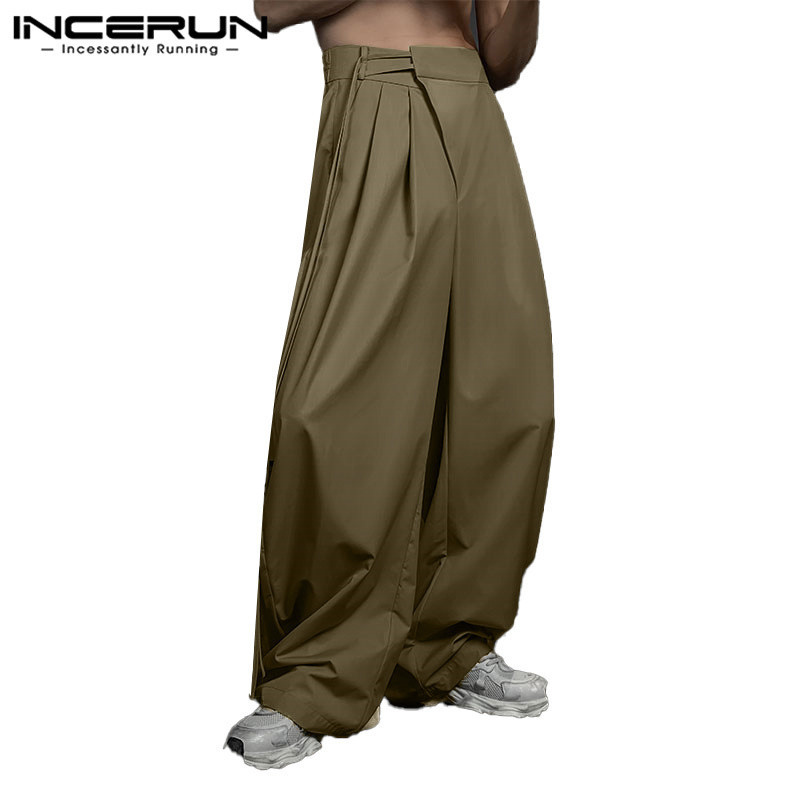 INCERUN Men's Wrinkled Strap Pants | Shopee Philippines