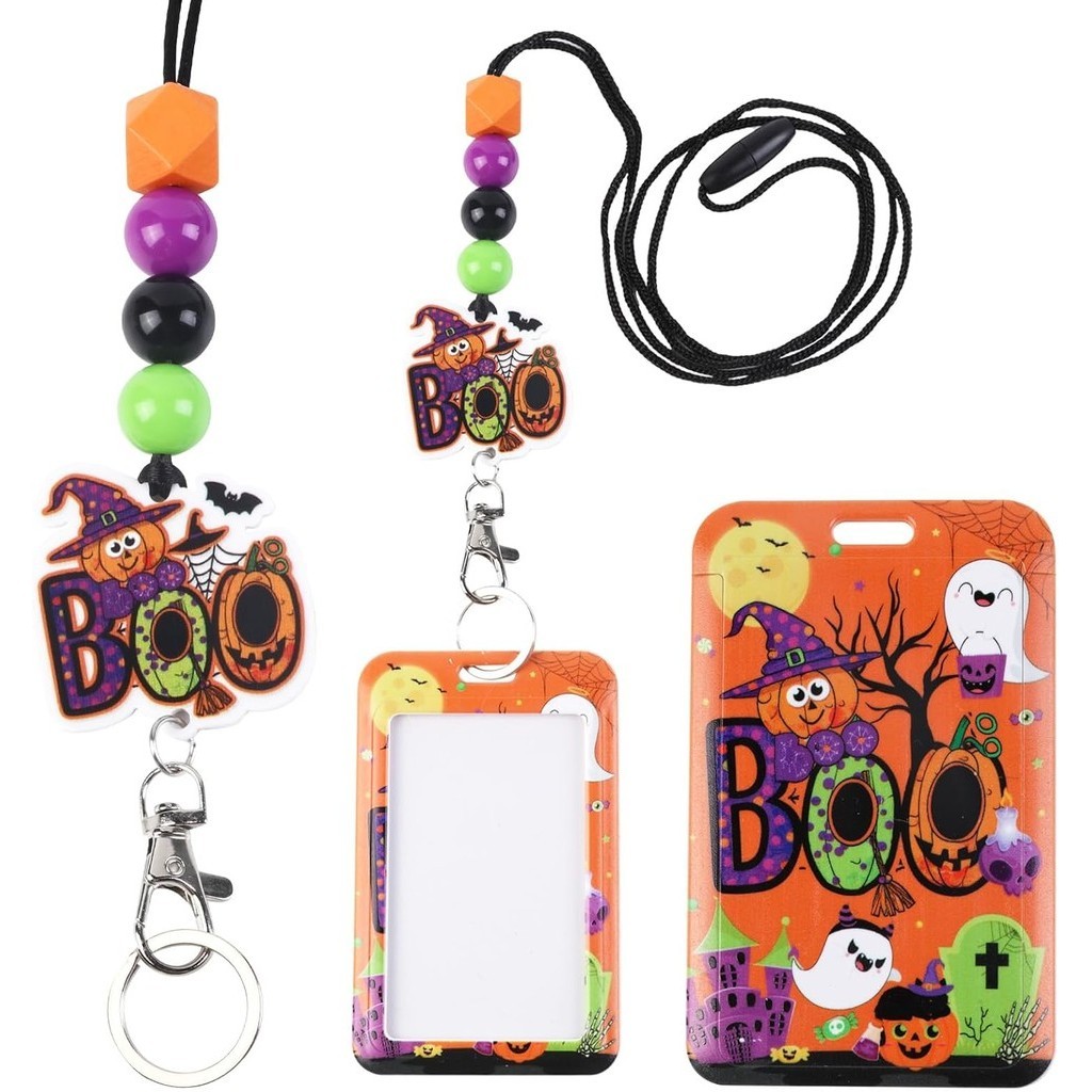 Sursurprise Lanyards for Id Badges Red, Halloween Purple Orange Theme ...