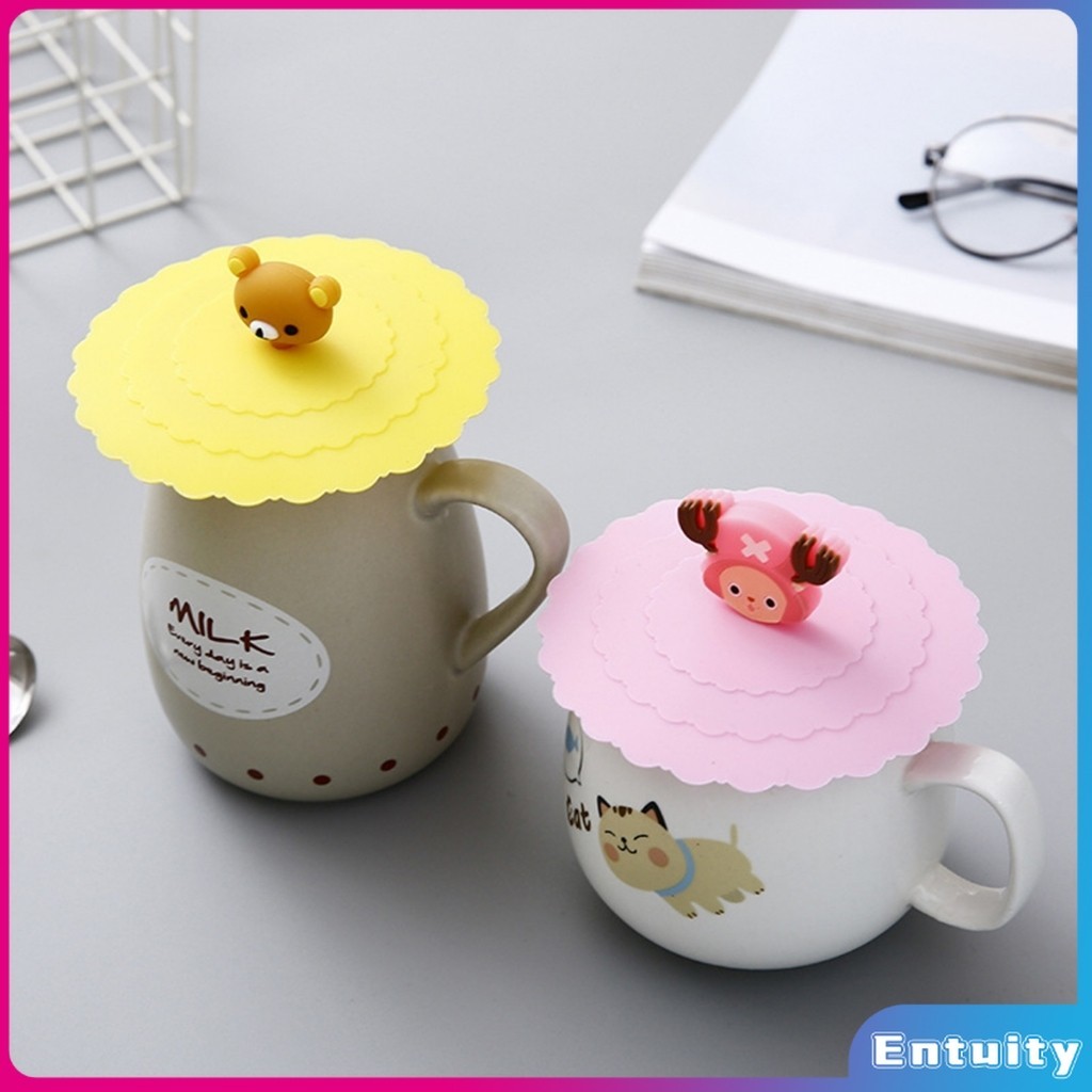 ET Cute Anti-slip Anti-dust Silicone Cup Mug Cover Reusable Dustproof ...
