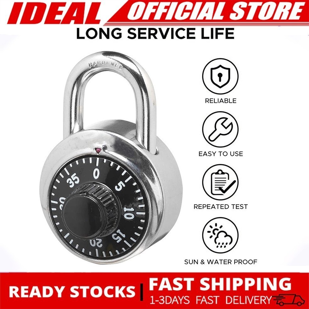 Rotary Padlock Digit Combination Code Lock Safe Dial Number | Shopee ...