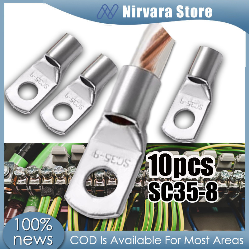 10pcs SC Copper Ring Lug Terminals Tinned Copper Lugs Ring Crimp ...