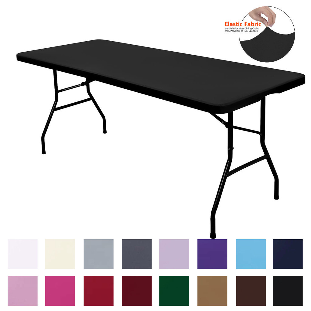 4/6/8Ft Elastic Fitted Fabric Rectangle Table Cloth Folding Tables ...