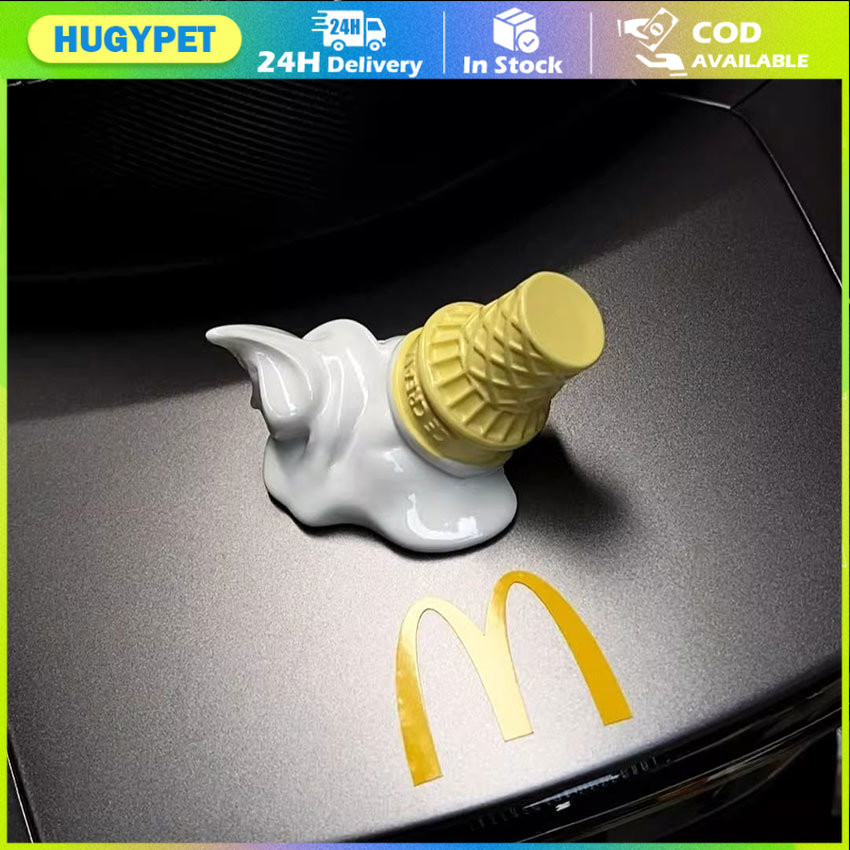 3D Falling Ice Cream Car Decoration Sticker Resin Ornament Funny Melted ...