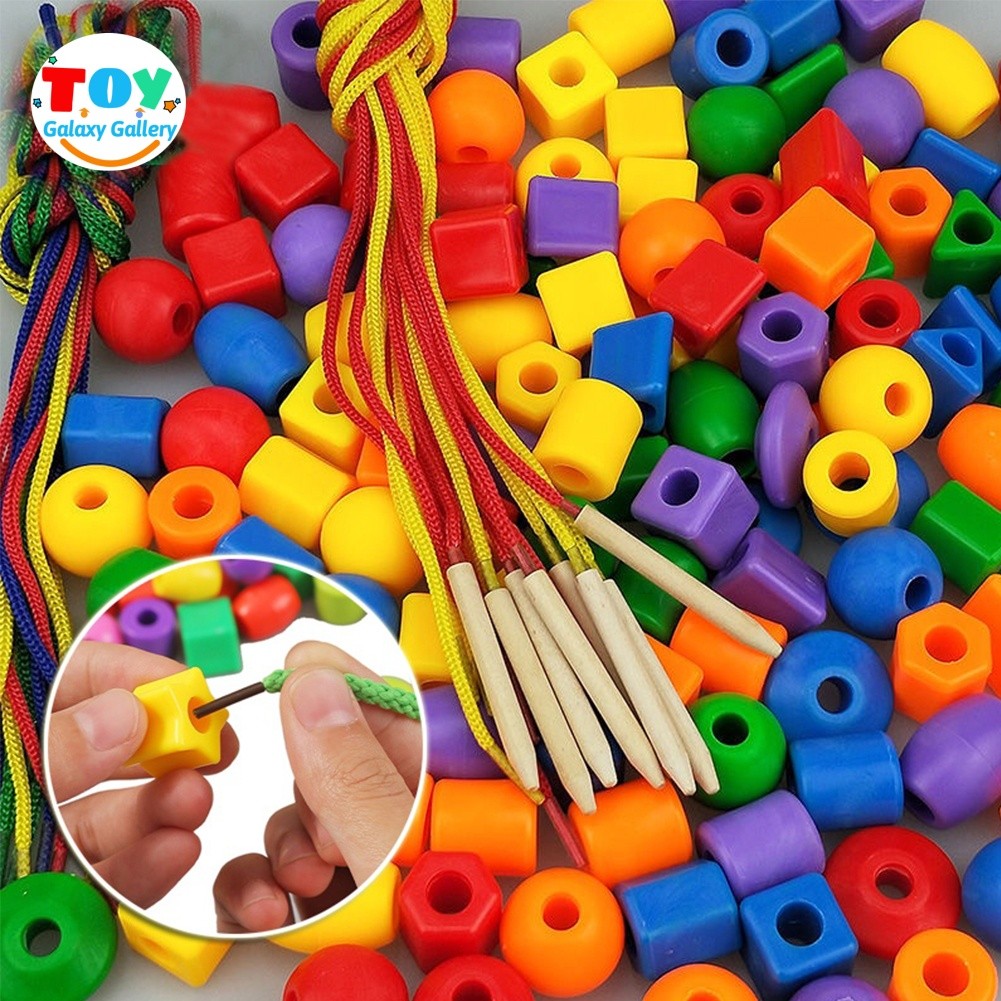 25/40/60Pcs Kids String Beads Toy Rope Threading Toys Montessori Fine ...