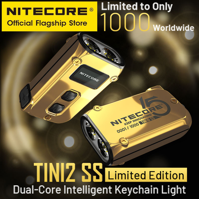 NITECORE TINI2 SS Gold Mini Keychain Light Limited Edition EDC USB-C ...