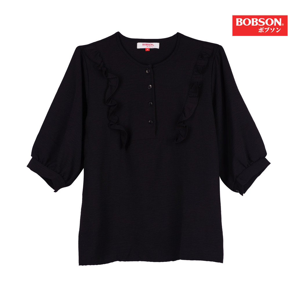 Bobson Japanese Ladies Basic Woven Shirt Relaxed Fit 135210 (Black) | Shopee Philippines