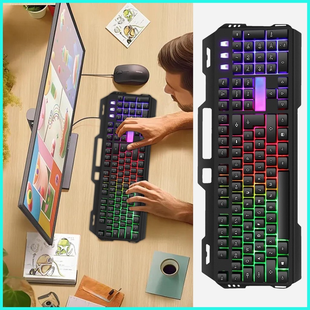 Mechanical Computer Keyboard RGB Mechanical Keyboard Light Up Aesthetic ...