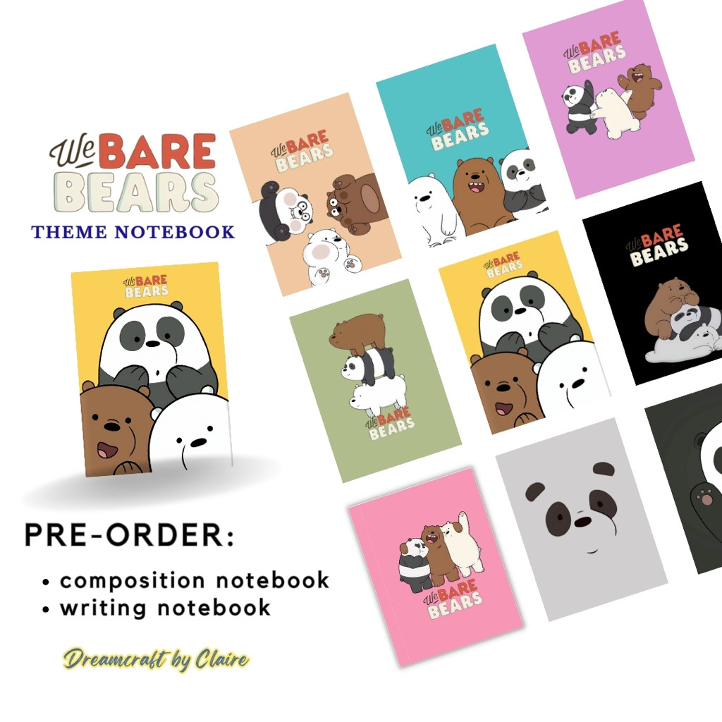 PREORDER WE BARE BEARS - Themed Notebooks for Kinder, Prep, Nursery ...