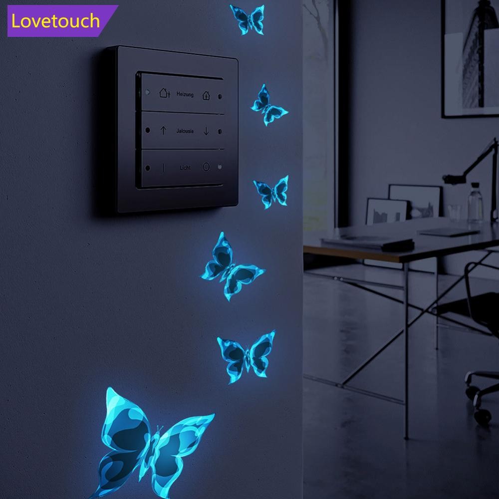 LOVETOUCH 6Pcs Luminous Double Layer 3D Butterfly Wall Stickers Home ...