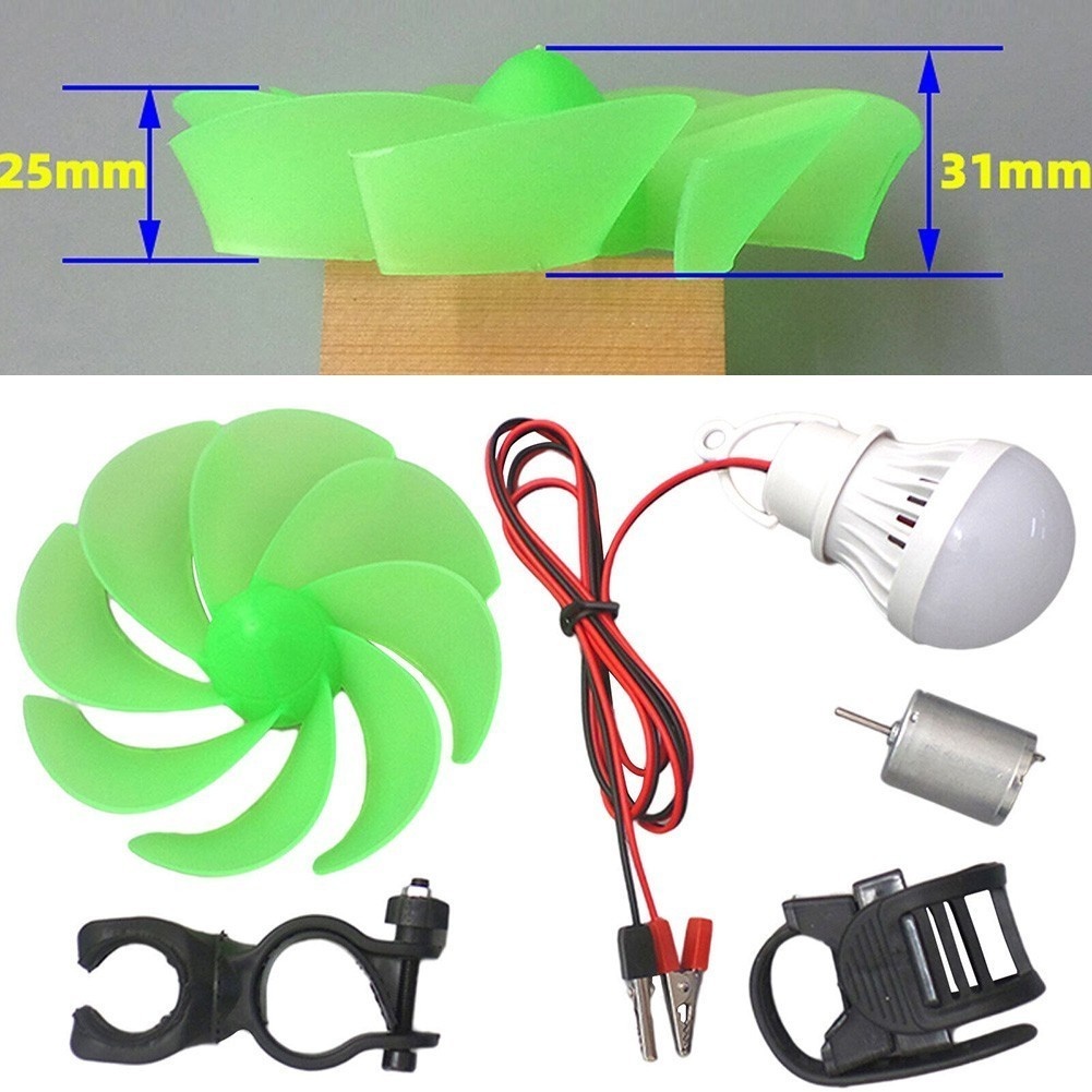 Mini Wind Turbine Motor Blade W/Bulb DIY Kit Power Alternative Energy ...