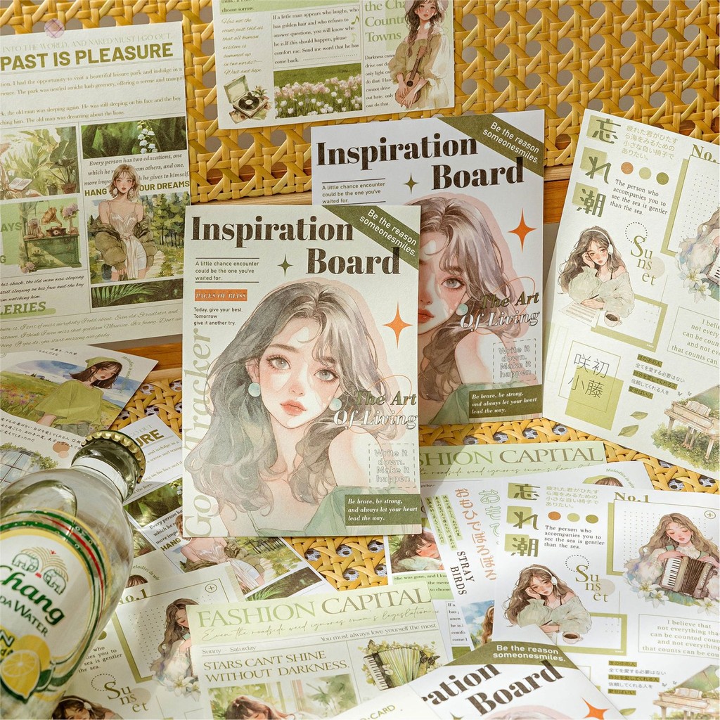 Cdaily|15 Sheets Retro Material Paper Sticker Book Salt Series Girl ...