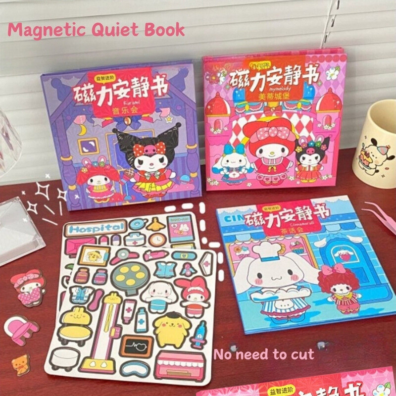 Quiet Book Montessori Toy Girls 3-6 Years KUROMI DIY Magnetic Sticker ...