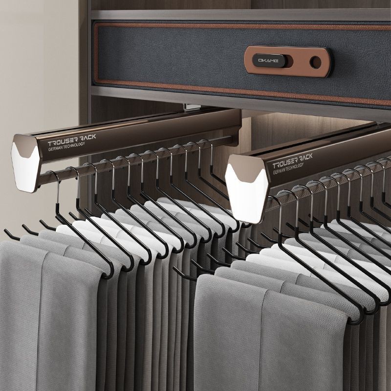 Pant Rack Retractable Slide Wardrobe Top Storage Household Hanging ...
