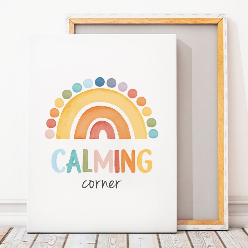 Calming Corner Rainbow Sign Counseling Office Decor Classroom Poster ...