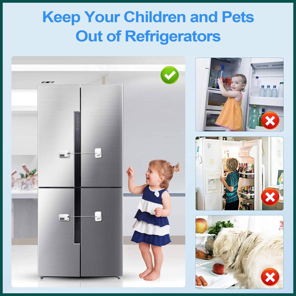 Fridge Locks for Kids Child Safety Cabinet Refrigerator Locks No Keys ...