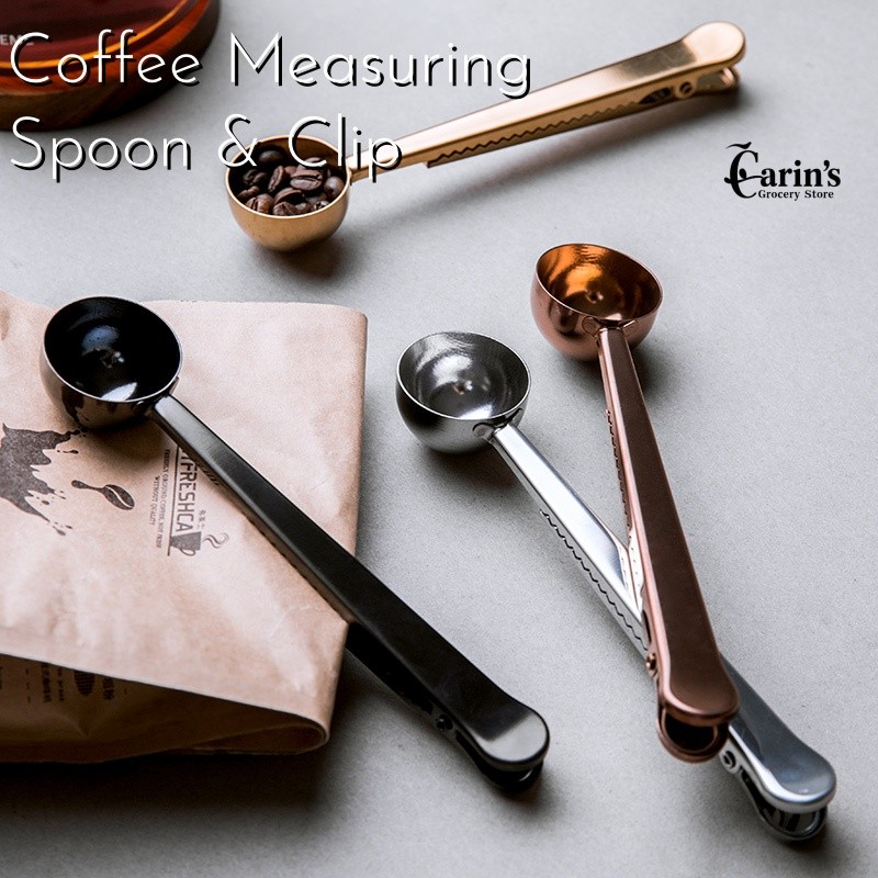 Stainless Steel Coffee Spoon Clip 2-in-1 Multi-Function Bean Scoop ...