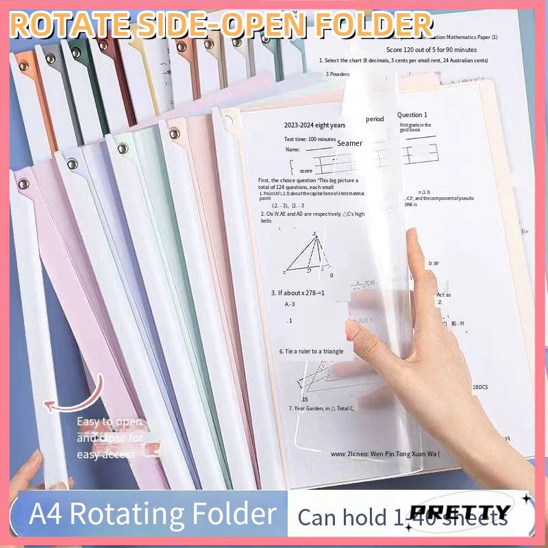 A4 Rotating Side-open File Folder Large Capacity Document Storage Paper ...