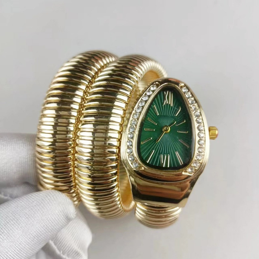 Fashion Women's Watch Snake-Shaped Retro Creative Diamond Stud Luxury ...