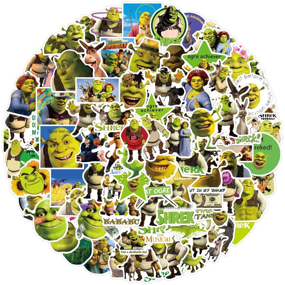 Y&P| Shrek Stickers Set Film Graffiti Waterproof Decals Pack, 50/100pcs ...