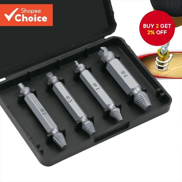 4PCS S2 Damaged Screw Extractor Drill Stripped Screw Extractor Remover ...