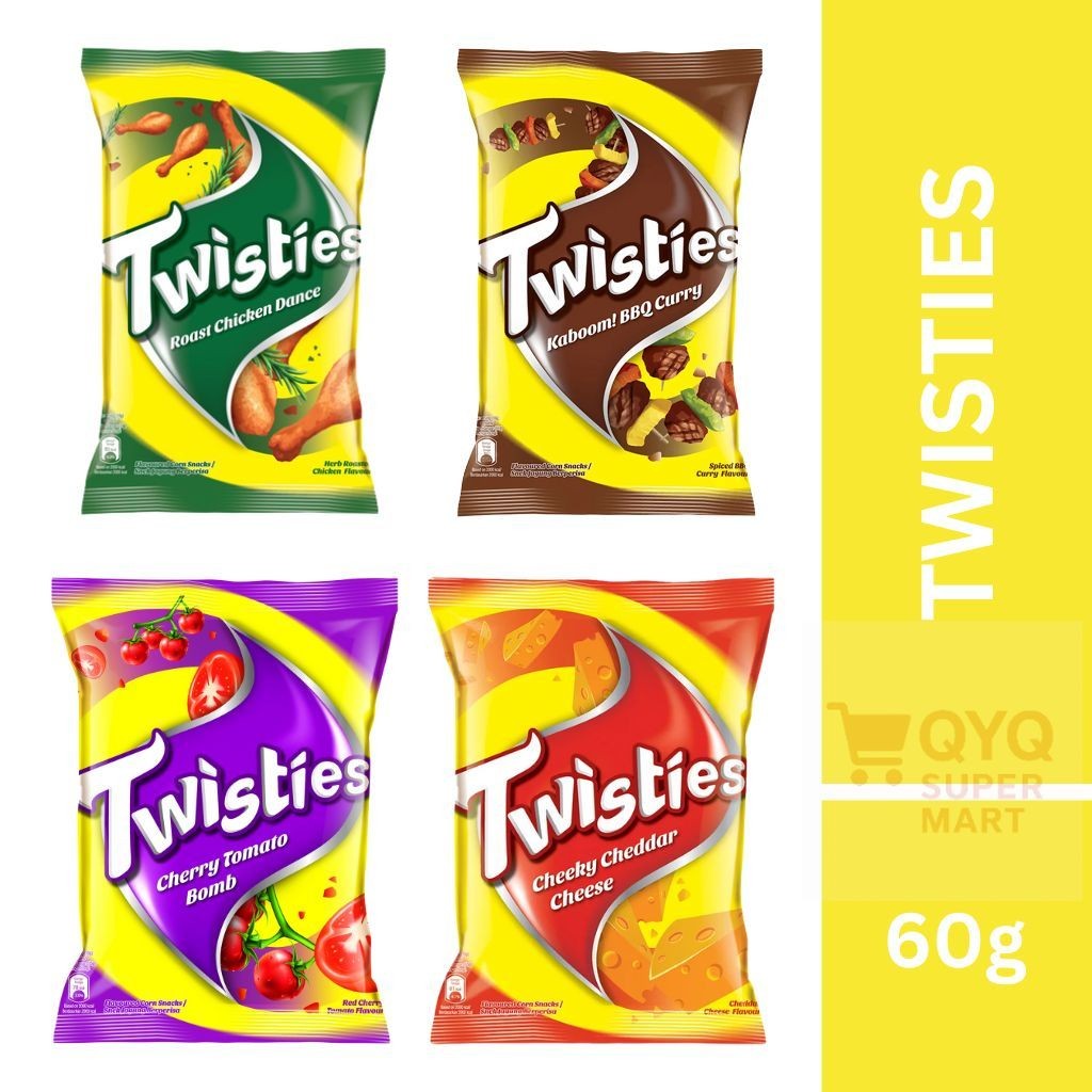 TWISTIES Corn Snacks BBQ Curry / Roast Chicken / Cherry Tomato ...