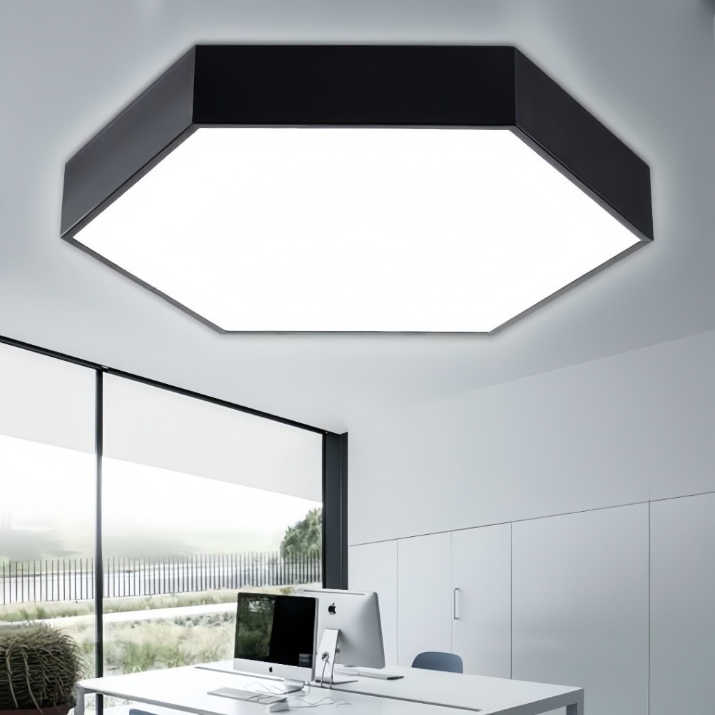 Simple LED chandelier hexagonal engineering lighting office studio ...