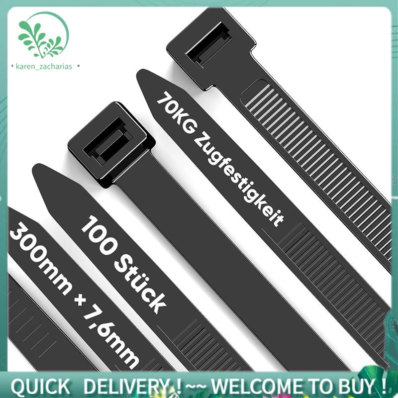 100 Pack Black Cable Zip Nylon Cable Zip Heavy Duty 12 Inch, 7.6mm ...