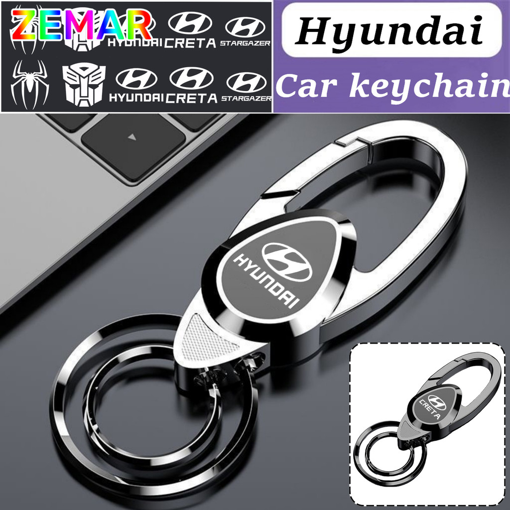 Hyundai Metal Car Keychain Motorcycle Key Holder High-end Double Ring ...