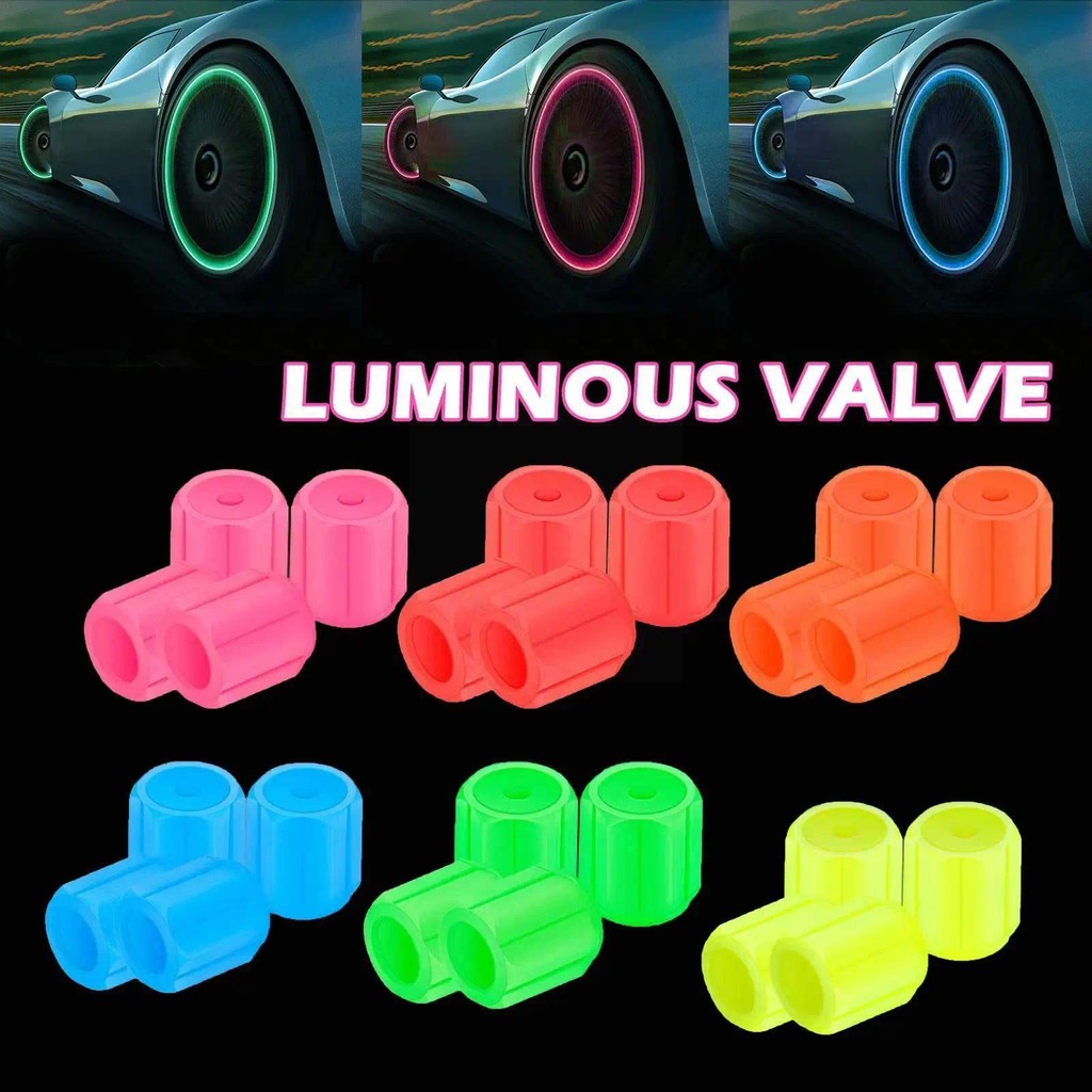 Luminous Wheel Caps Glow in The Dark Tire Valve Caps Cool Car ...