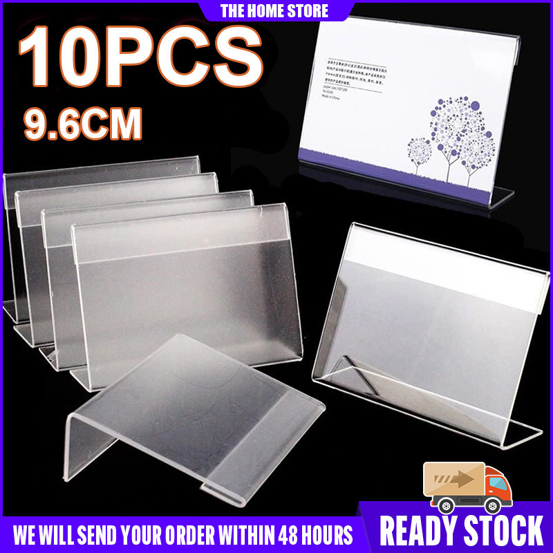 10pcs Acrylic Clear Sign Label Display Holder Price Card Tag Stand Rack ...
