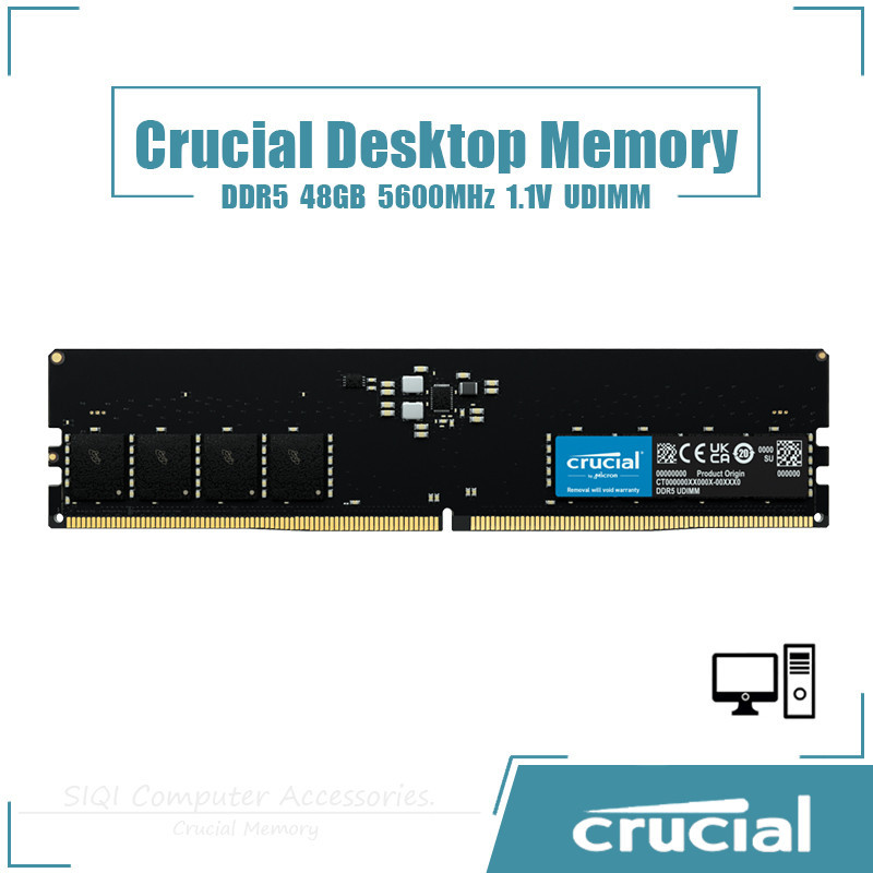 Crucial 48GB DDR5 5600MHz Desktop RAM Memory Built-in Gaming Memory ...