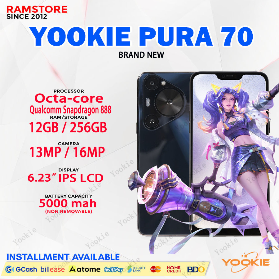 YOOKIE PURA 70 Smartphone | 12GB RAM + 256GB ROM | Flat-Edge Screen | Ultra Speed Snapshot ...