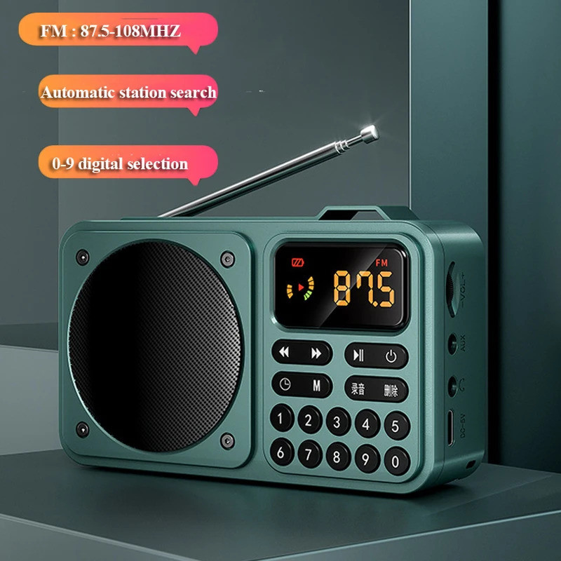 Mini Retro FM Radio Portable Radios Receiver Vintage Bluetooth Speaker ...