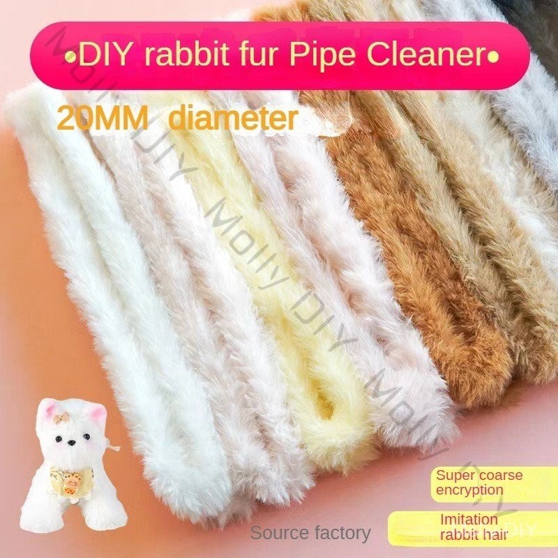 20mm Imitation Rabbit Fur Pipe cleaner Plush Woolen Yarn fuzzy wire ...