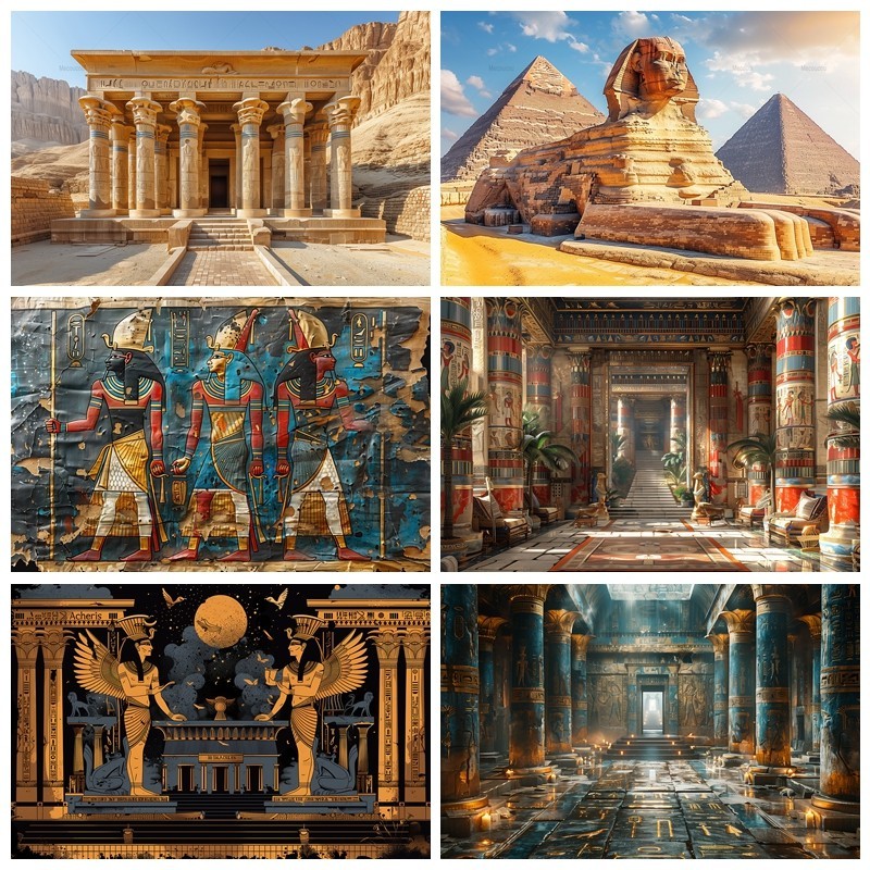 Egypt Backdrop Photography Ancient Mythology Sphinx Parchment ...