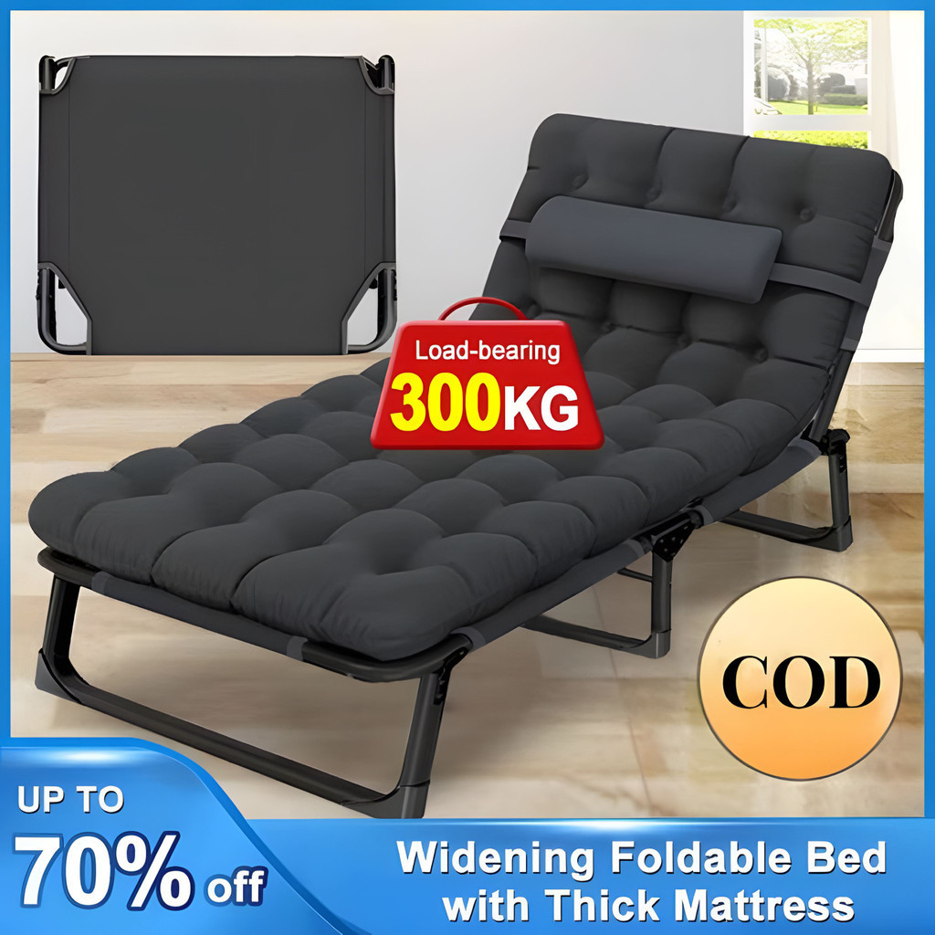 COD Folding Bed with Mattress Sleeping Cots Bold metal folding bed Load ...