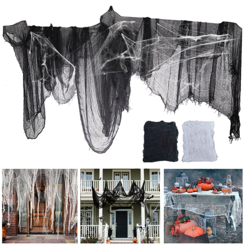 Halloween Black Gauze Horror Haunted Houses Decor Black Creepy Gauze ...