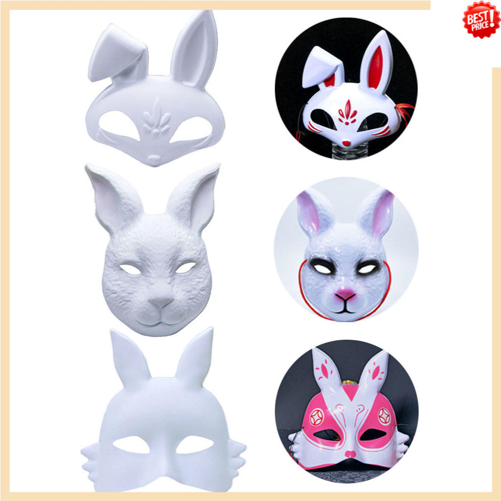 Hand Painted Blank Rabbit Mask DIY Matte White Bunny Masquerade Women ...