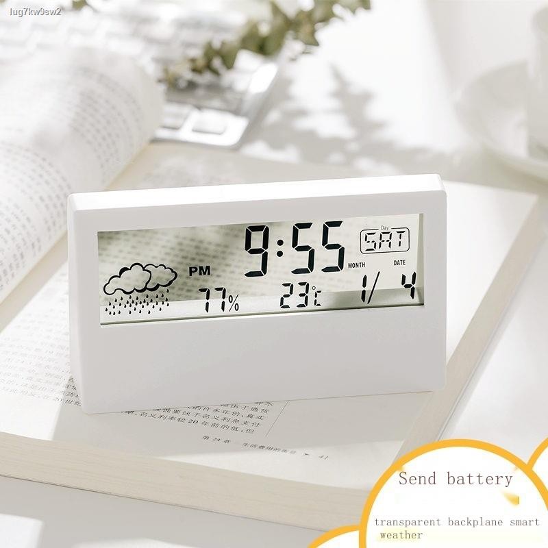 COD/Muji LED mute smart weather electronic clock ins desktop clock ...
