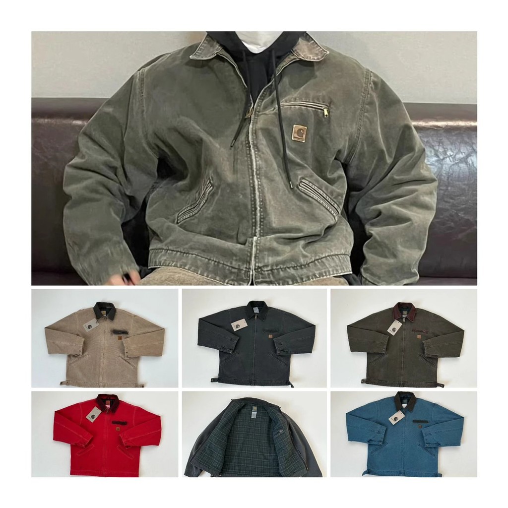 Carhartt J97 vintage style jacket leather fabric logo embroidery design ...