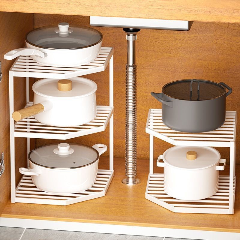 Kitchen pot rack triangular storage rack under sink countertop ...