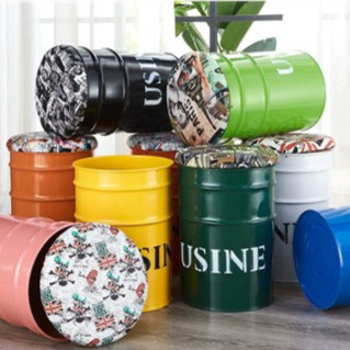 Iron Bucket Stool Fashion Creative Storage Stool Personality Round ...
