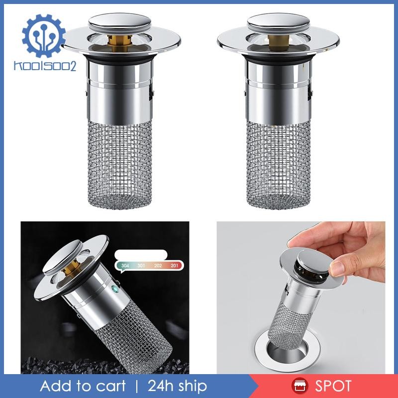 [Koolsoo2] Sink Drain Strainer, Push Type Basin Bound Drain Anti ...