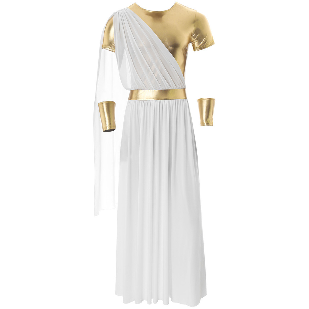 Men Ancient Greek Zeus God Priest Cosplay Costume Roman Toga Short ...