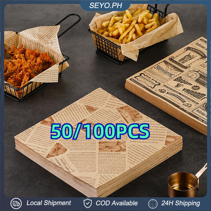 50/100Pcs Baking Wax Paper Greaseproof Sandwich Bread Burger Egg Deli ...
