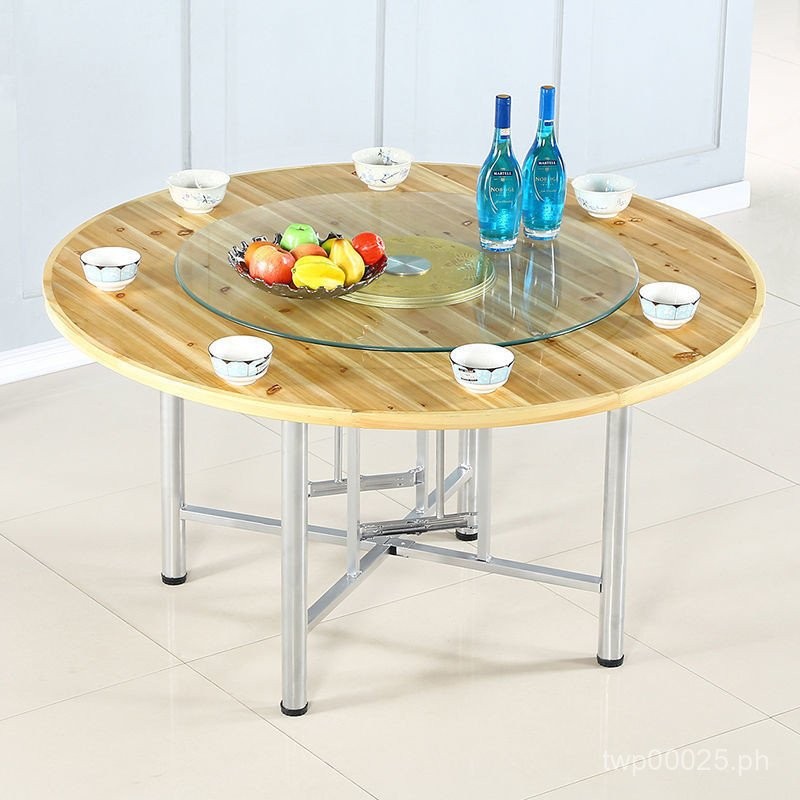 Large round Table Solid Wood Fir Round Table Foldable round Table ...