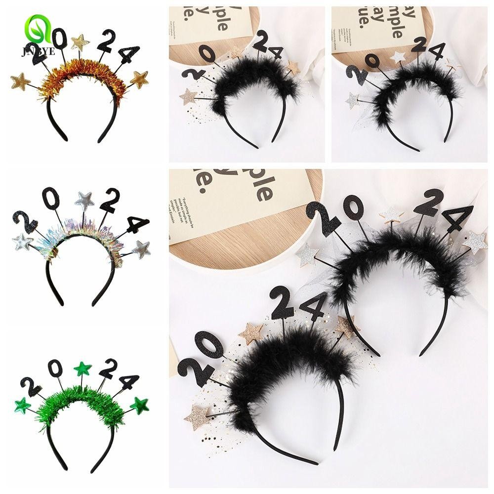JNBYE 2024 Happy New Year Headband, Sequin Tinsel Tinsel Crown Headband ...